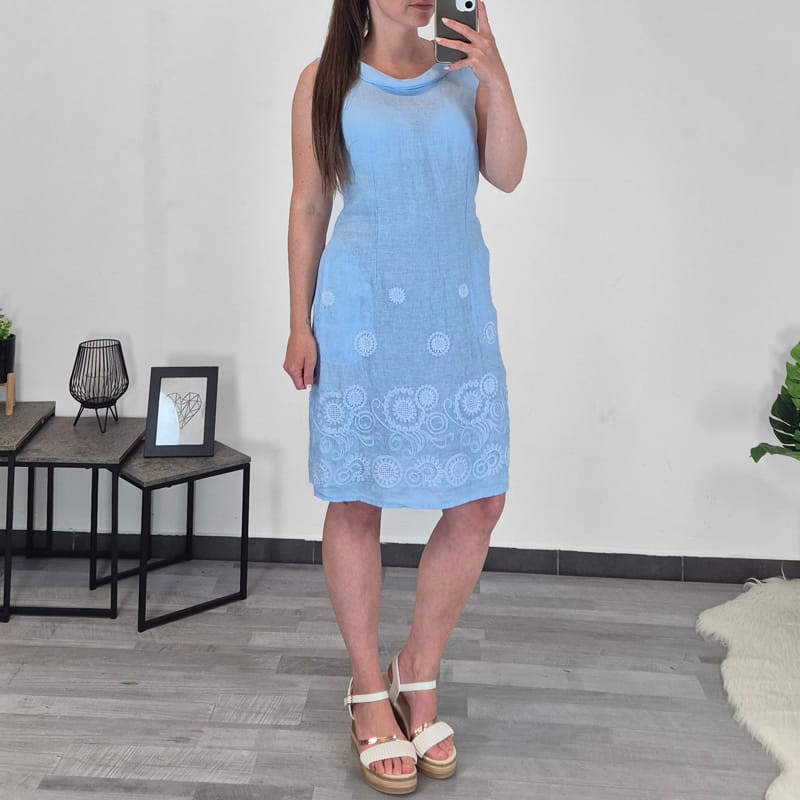 OBLEKA 29095 SVETLO MODRA - Opsy.si